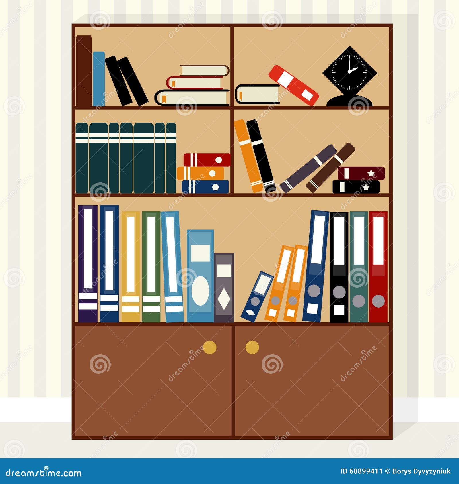 Bookcase flat design stock vector. Illustration of literature - 68899411