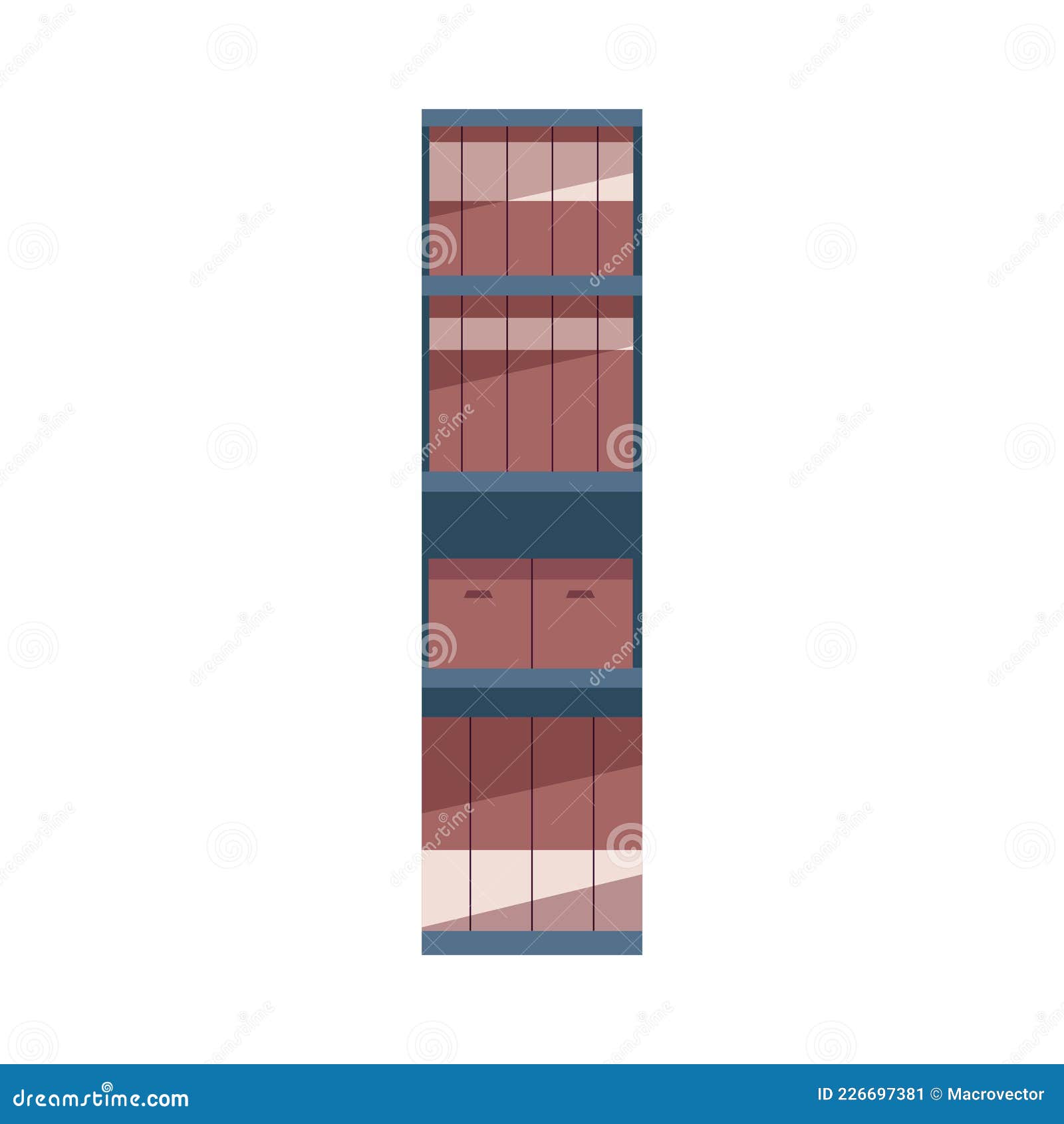 Bookcase Flat Illustration stock vector. Illustration of school - 226697381