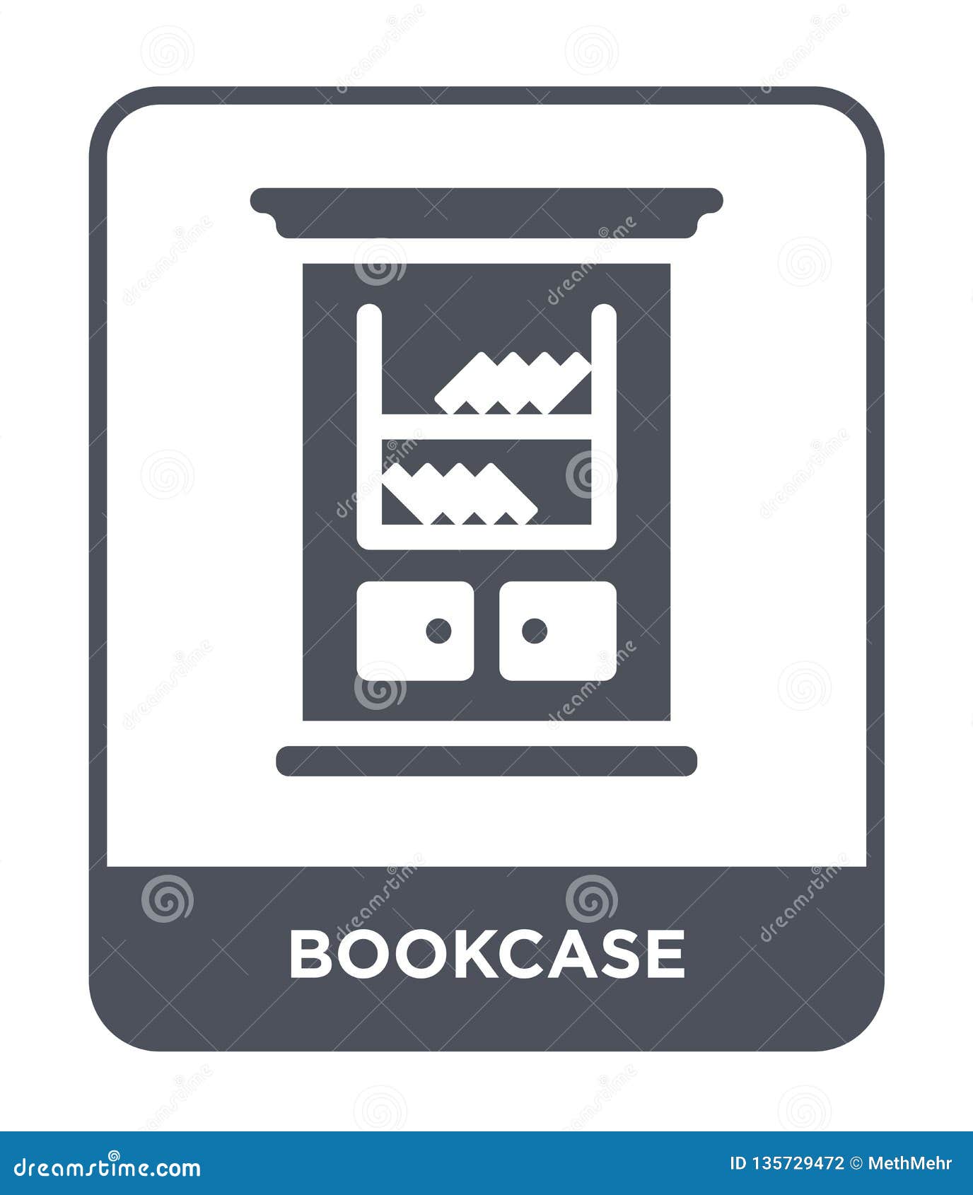 Bookcase Icon in Trendy Design Style. Bookcase Icon Isolated on White ...