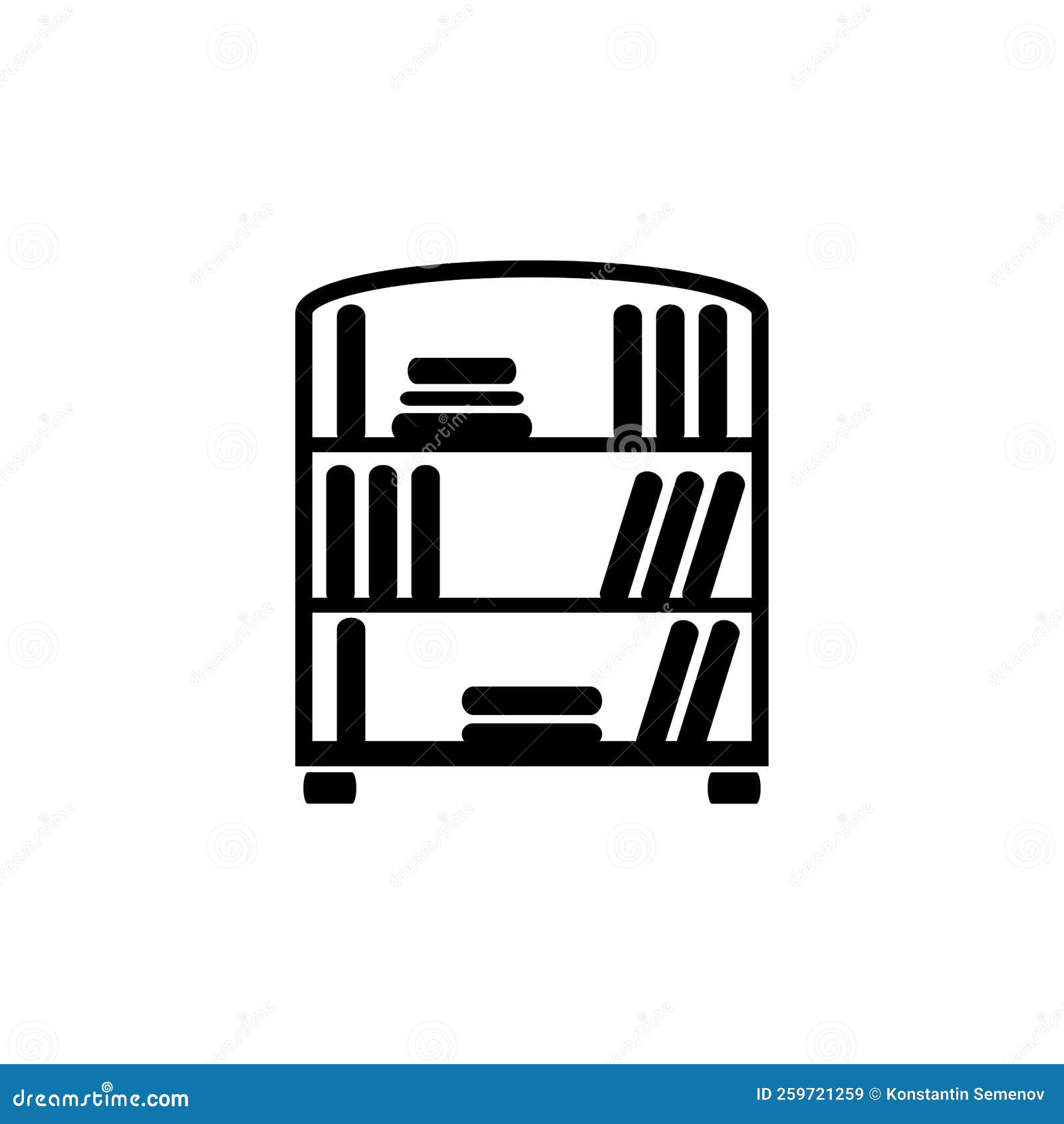 Bookcase icon on white stock vector. Illustration of library - 259721259