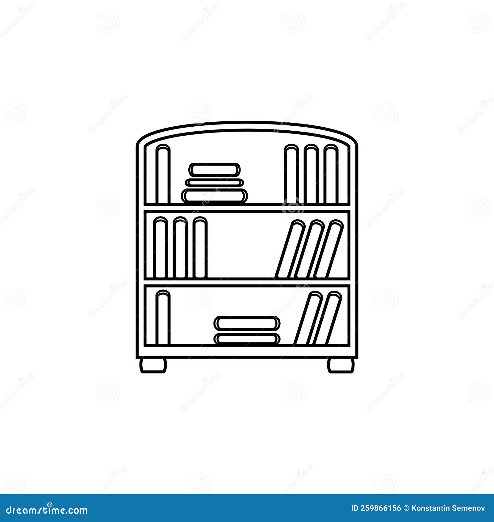 Bookcase icon on white stock vector. Illustration of reading - 259866156