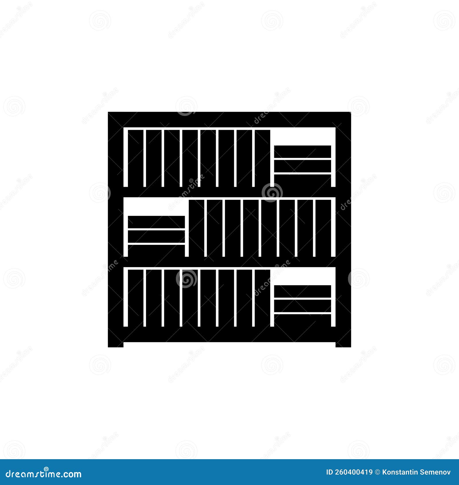 Bookcase icon on white stock vector. Illustration of bookcase - 260400419