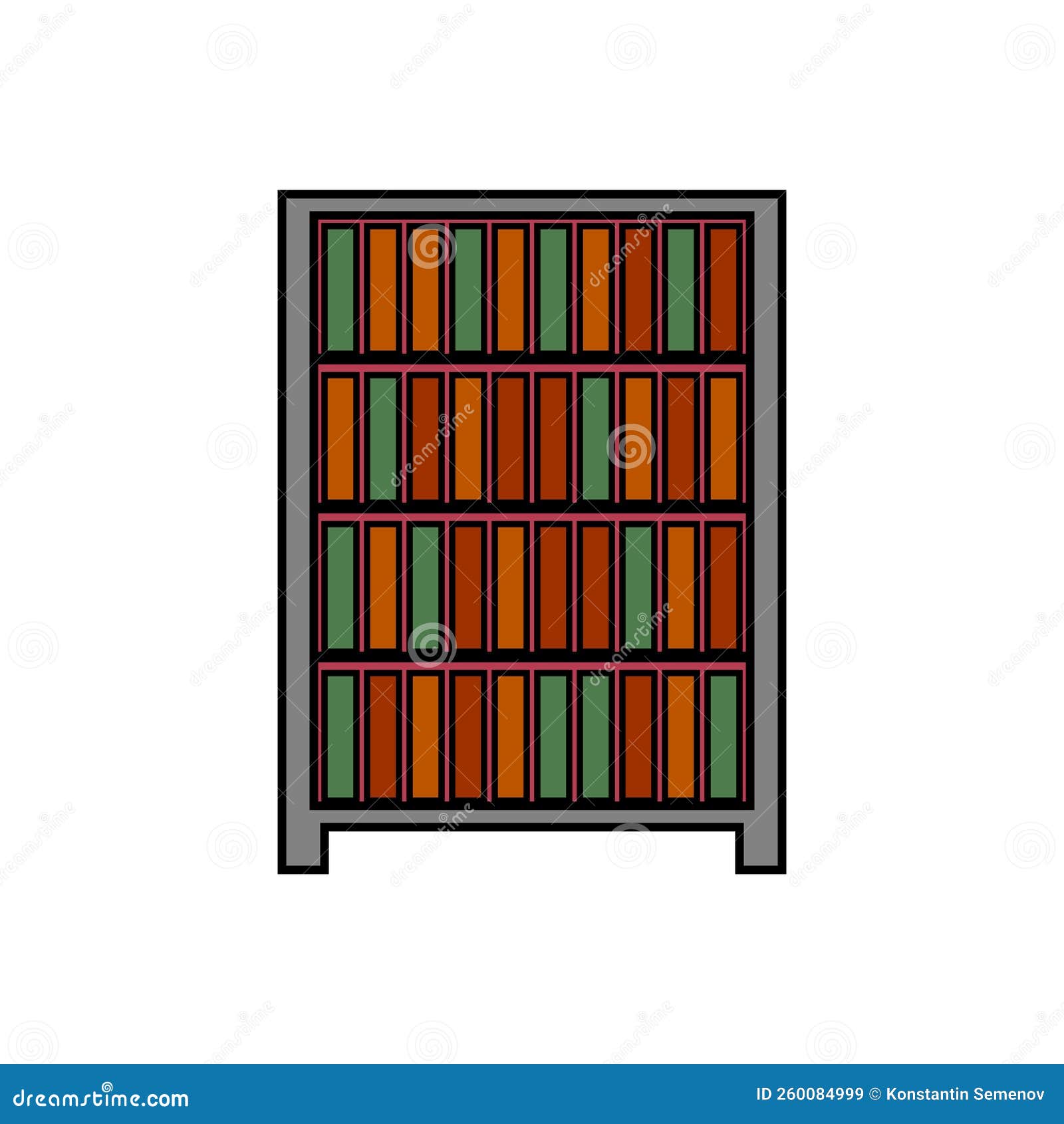 Bookcase icon on white stock vector. Illustration of bookshelf - 260084999