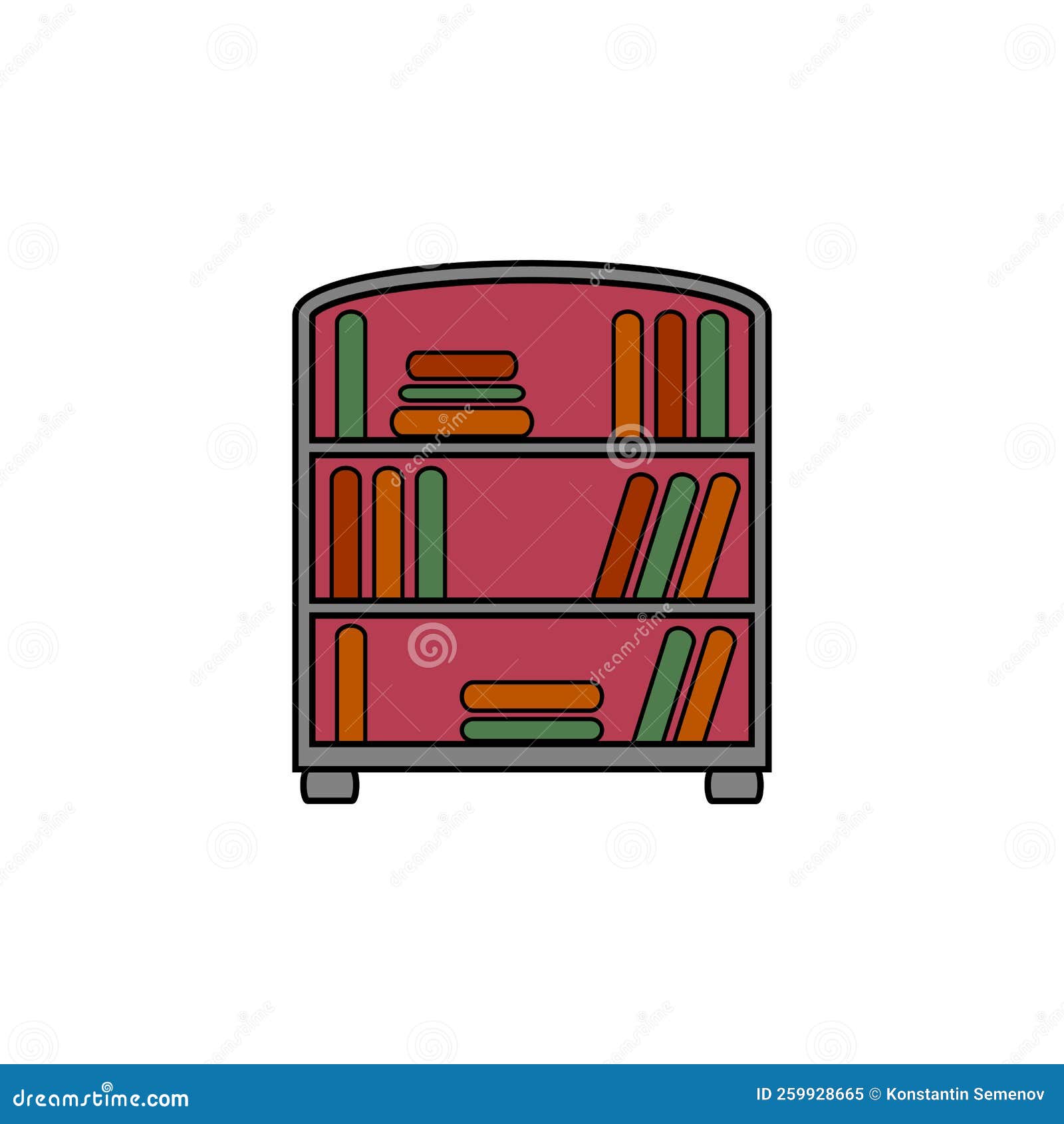 Bookcase icon on white stock vector. Illustration of information ...