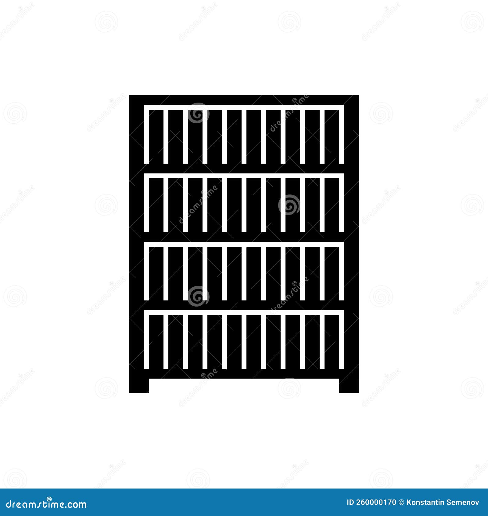 Bookcase icon on white stock illustration. Illustration of book - 260000170