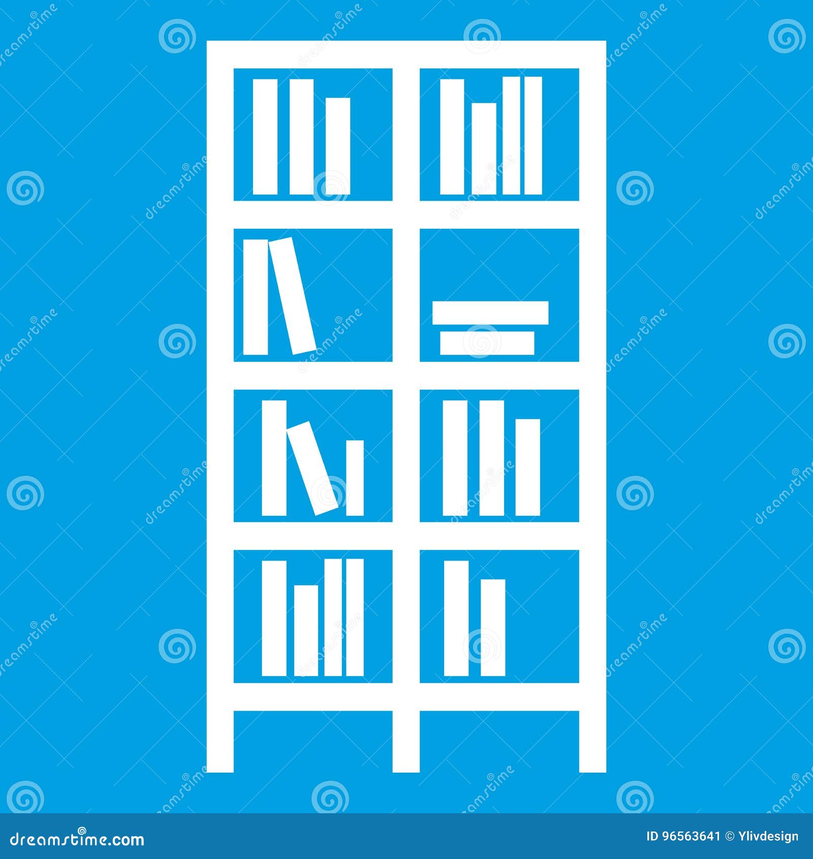 Bookcase icon white stock vector. Illustration of literature - 96563641