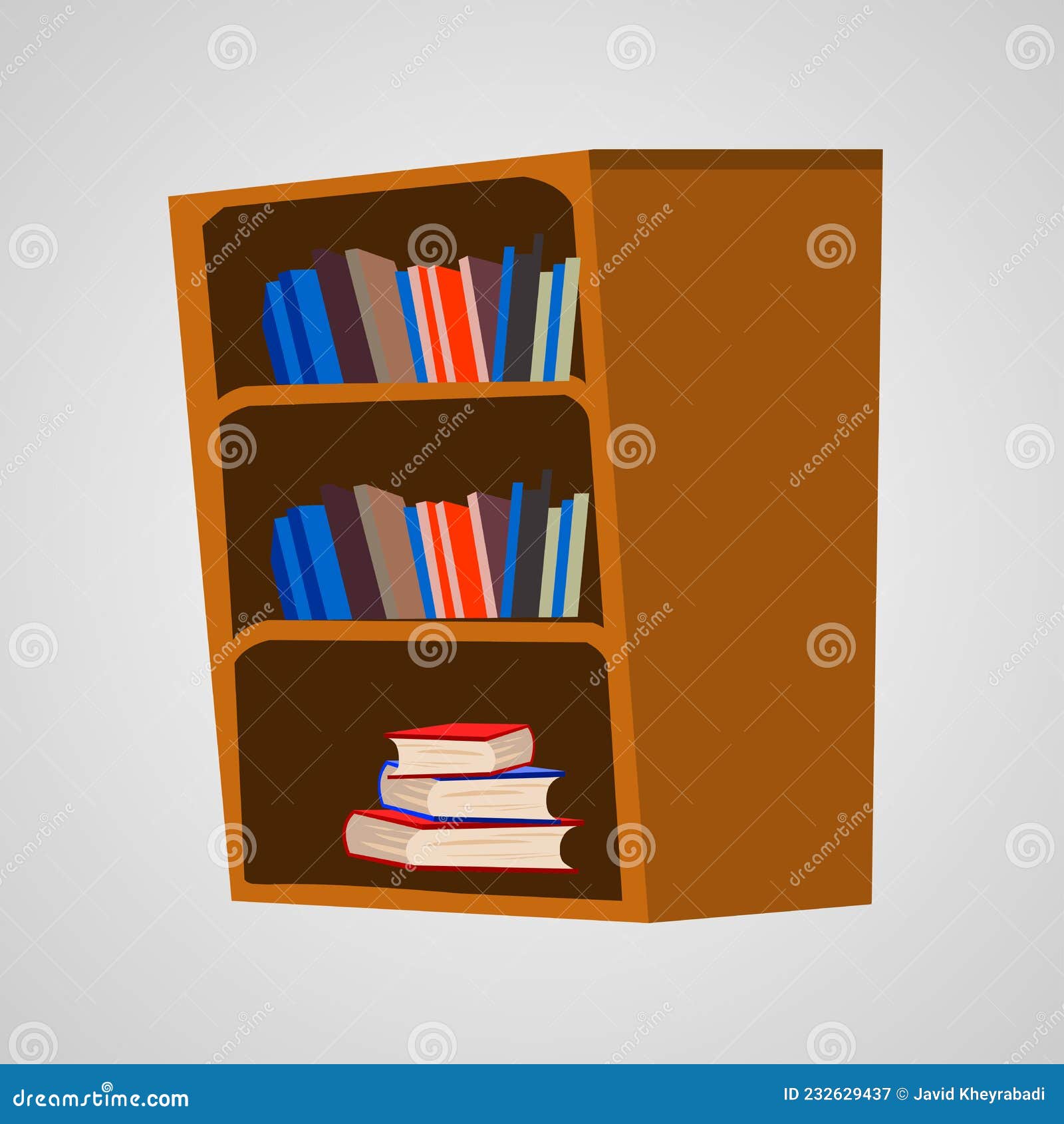 Bookcase Isolated Illustration. Bookshelf with Books Illustration Stock ...