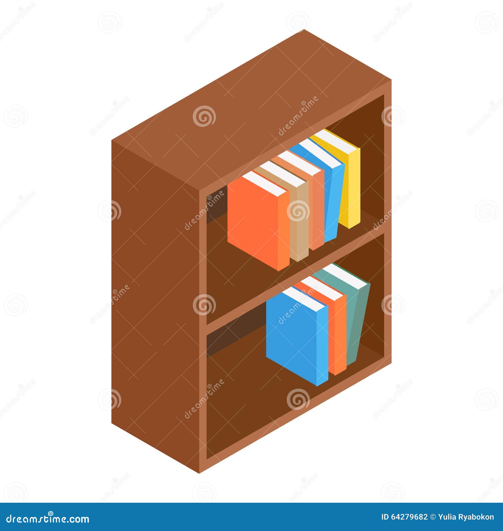 Bookcase isometric 3d icon stock vector. Image of graphic - 64279682