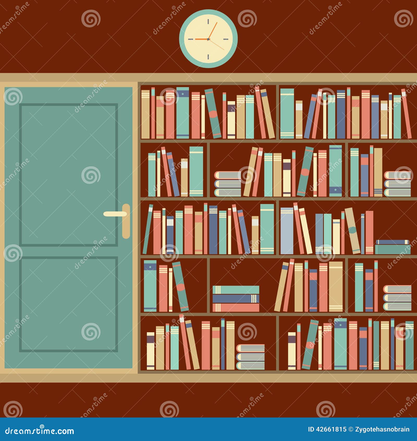 Bookcase in Reading Room stock vector. Illustration of library - 42661815
