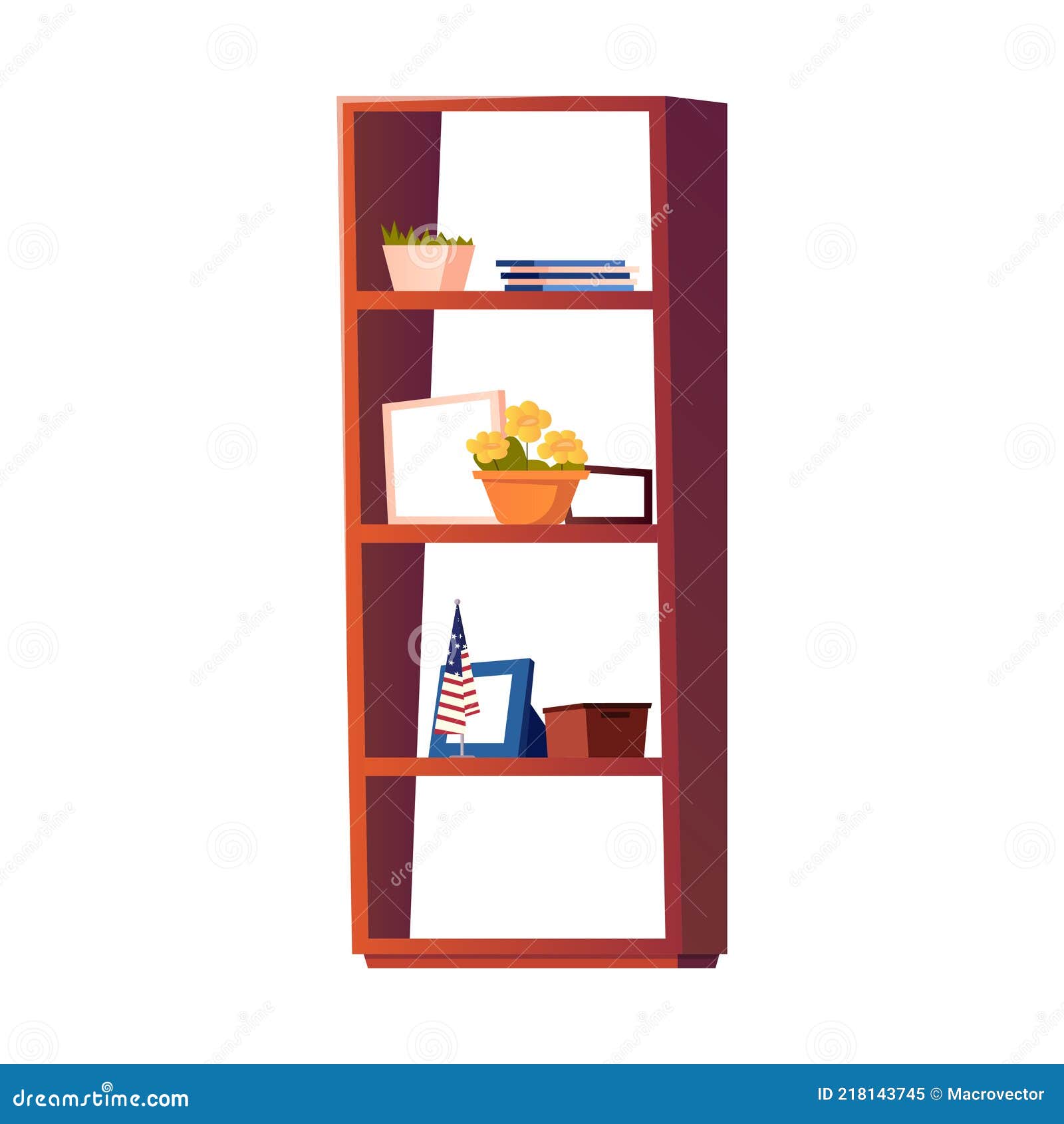 Bookcase Flat Illustration stock vector. Illustration of bedroom ...