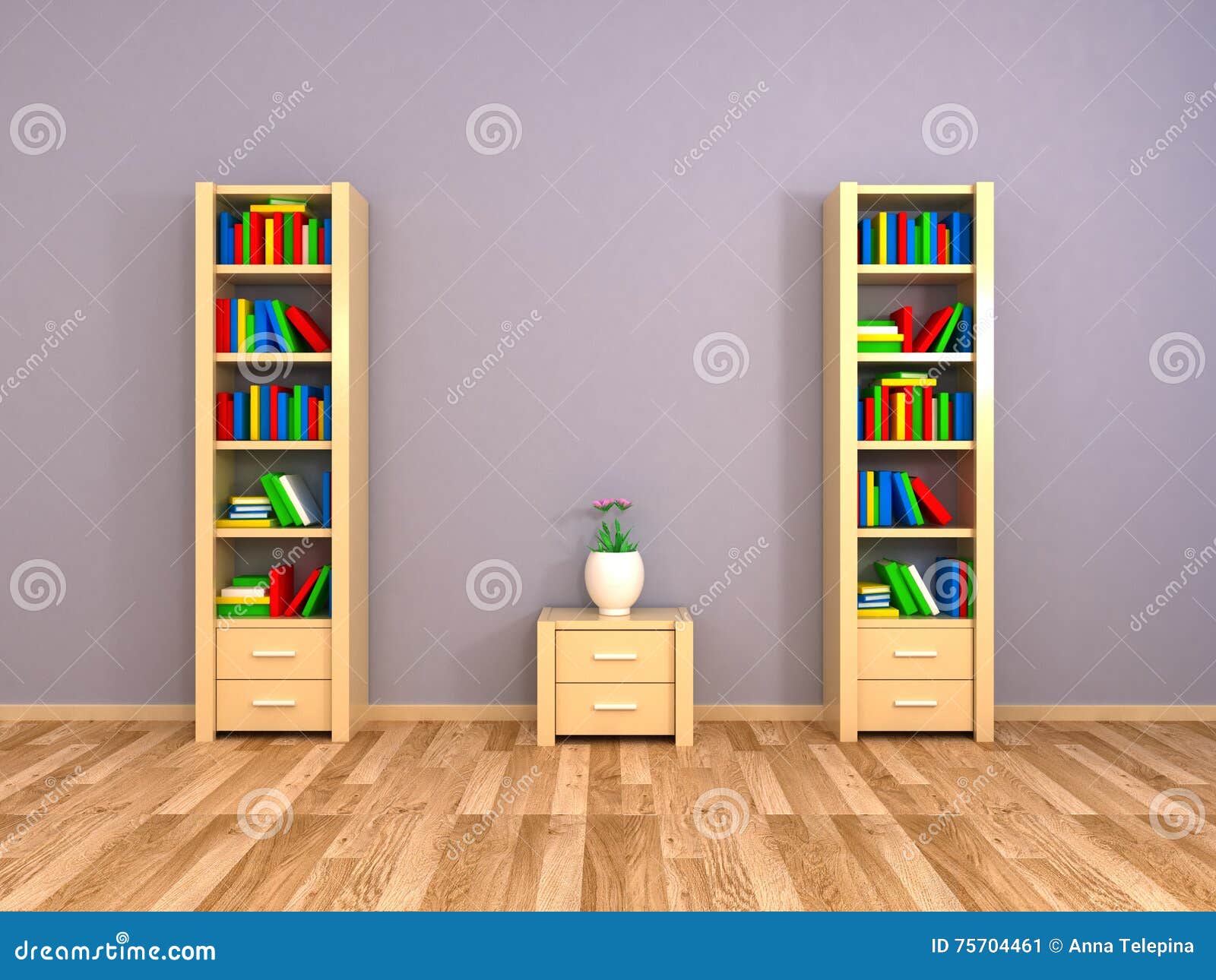 Bookcases At The Wall Stock Photography | CartoonDealer.com #75704480