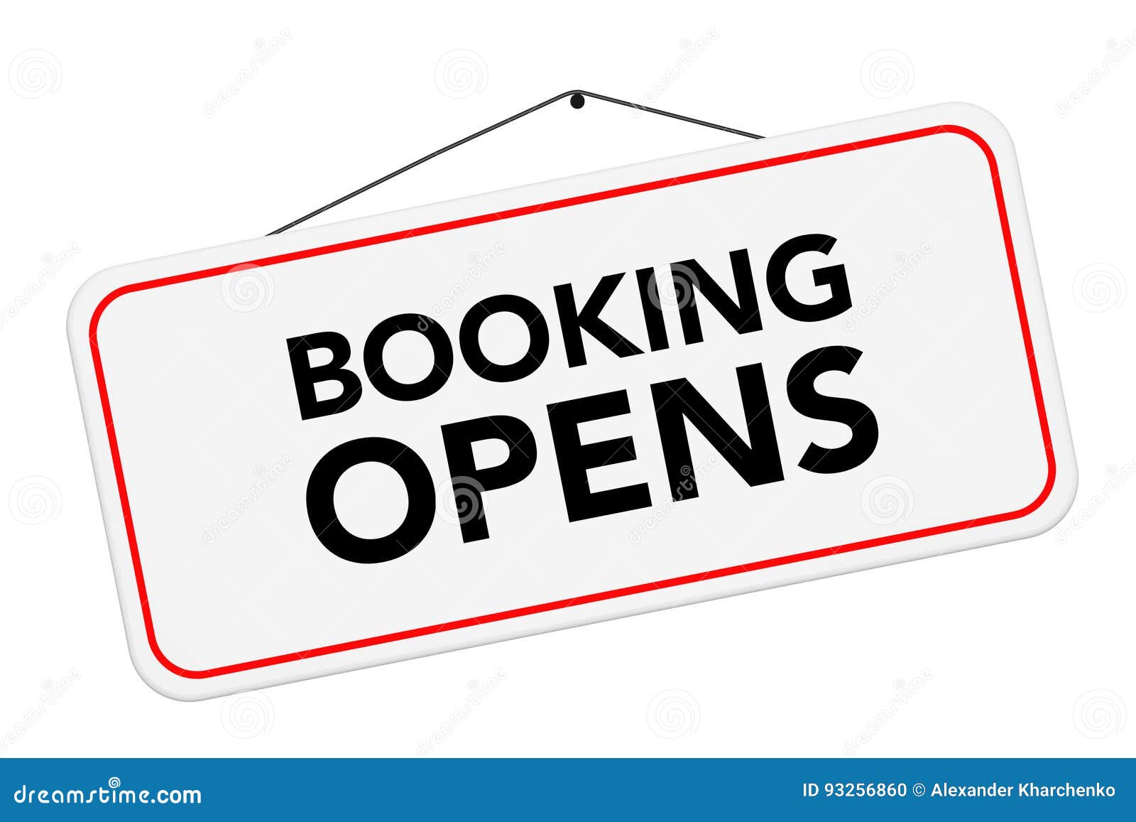 Booking Open Sign Hanging on Rope. 3d Rendering Stock Illustration ...