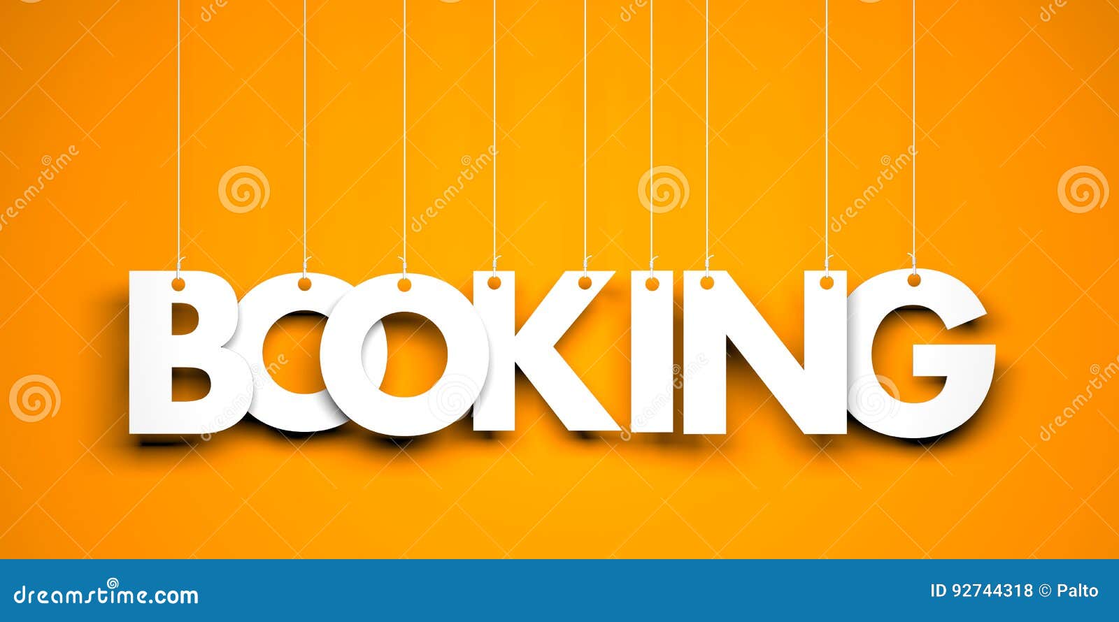 Booking Word Suspended by Ropes on Orange Background Stock Illustration ...