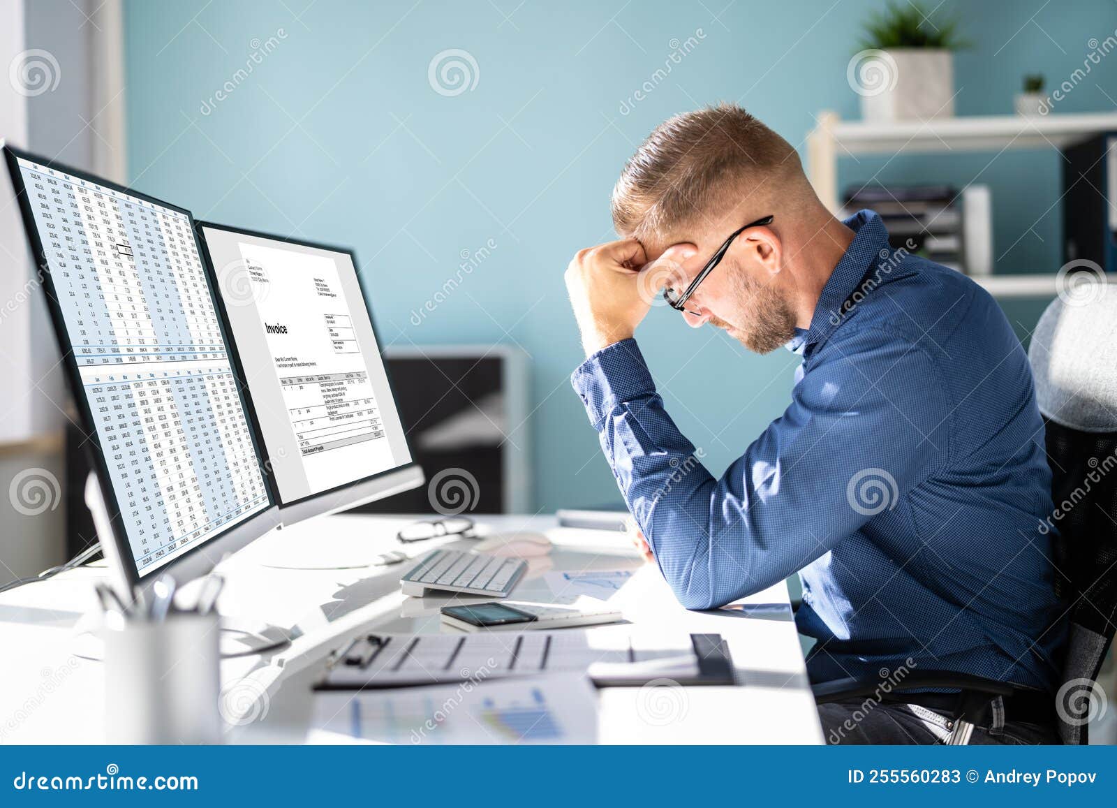Bookkeeper Accountant Calculating Tax Invoice Stock Image - Image of ...