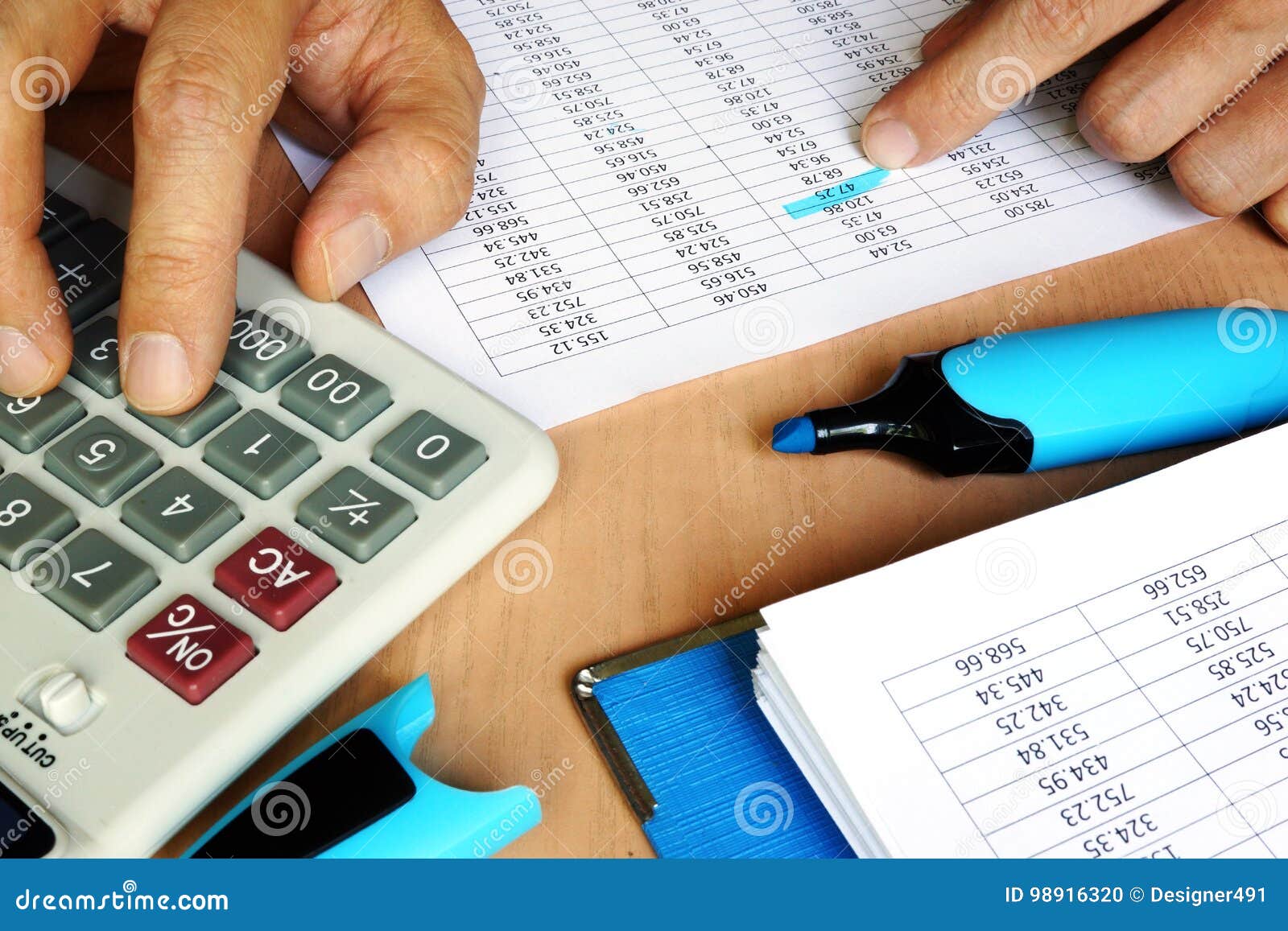 Bookkeeper Using Calculator To Check the Figures on the Business Report ...