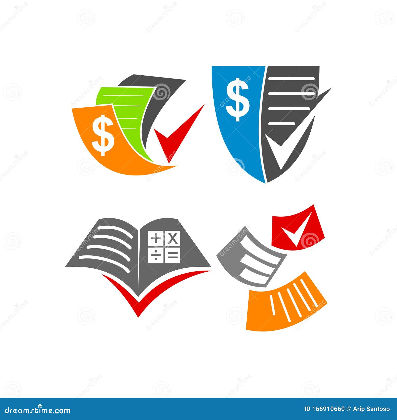 Bookkeeping Accounting Paper Logo Design Template Vector Set Stock ...