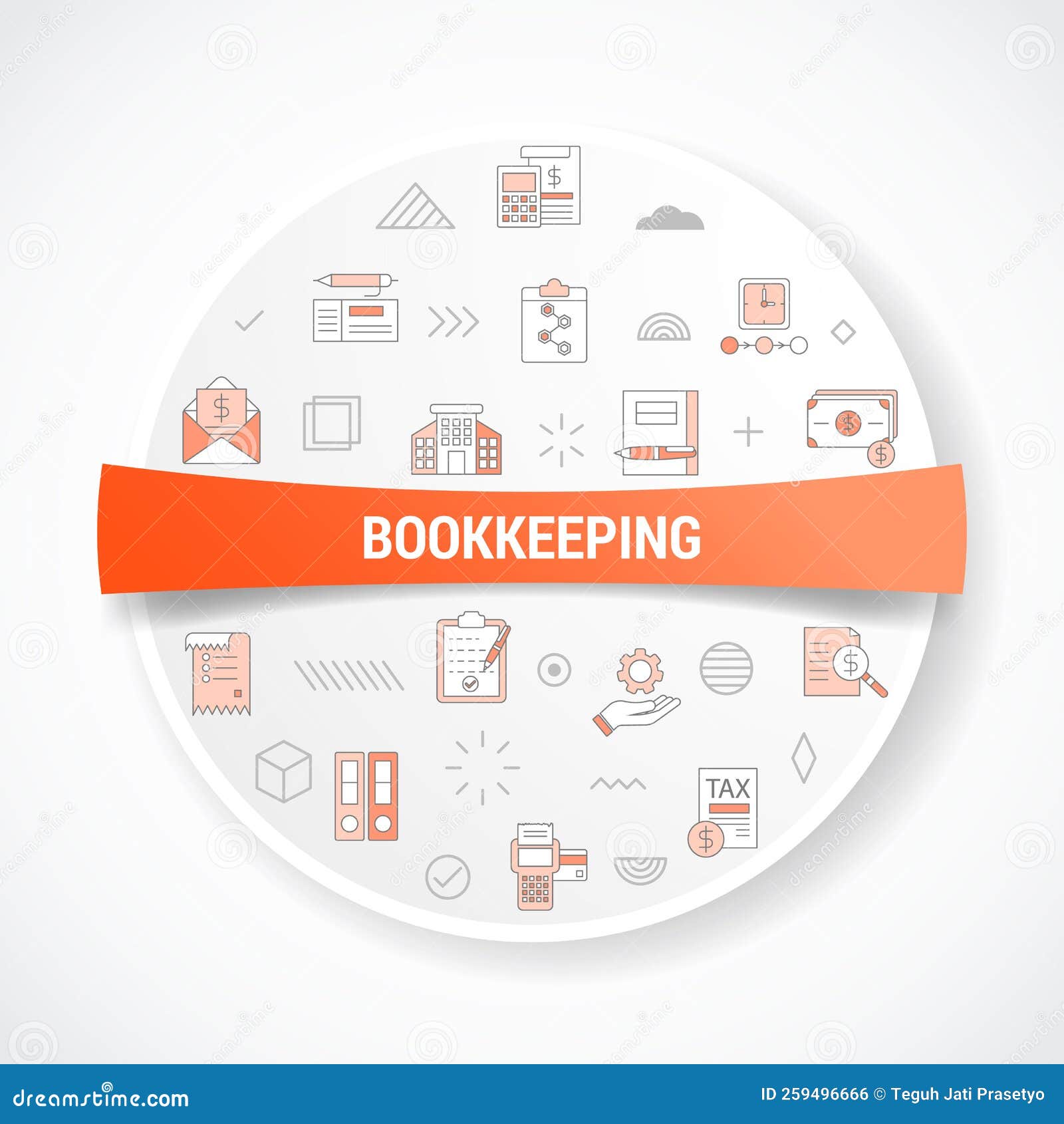 Bookkeeping Concept with Icon Concept with Round or Circle Shape for ...