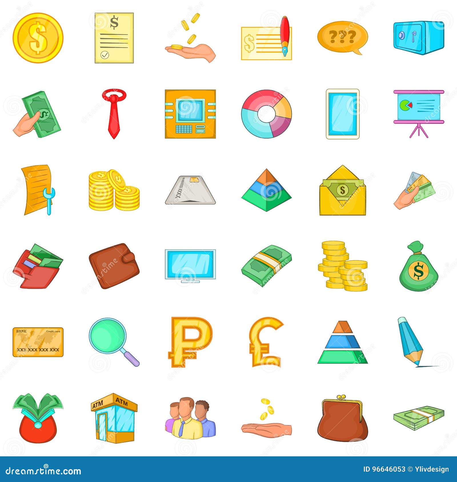 Bookkeeping Icons Set, Cartoon Style Stock Vector - Illustration of ...