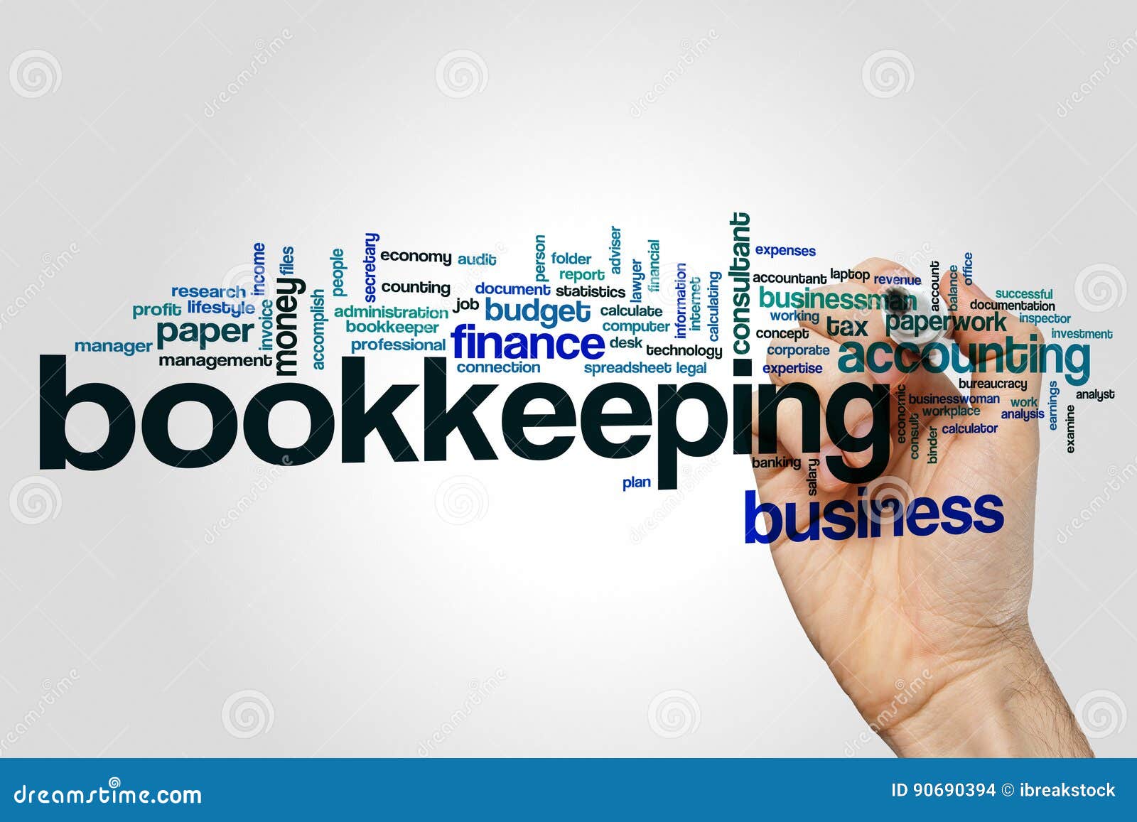 Bookkeeping Word Cloud Concept on Grey Background Stock Photo - Image ...
