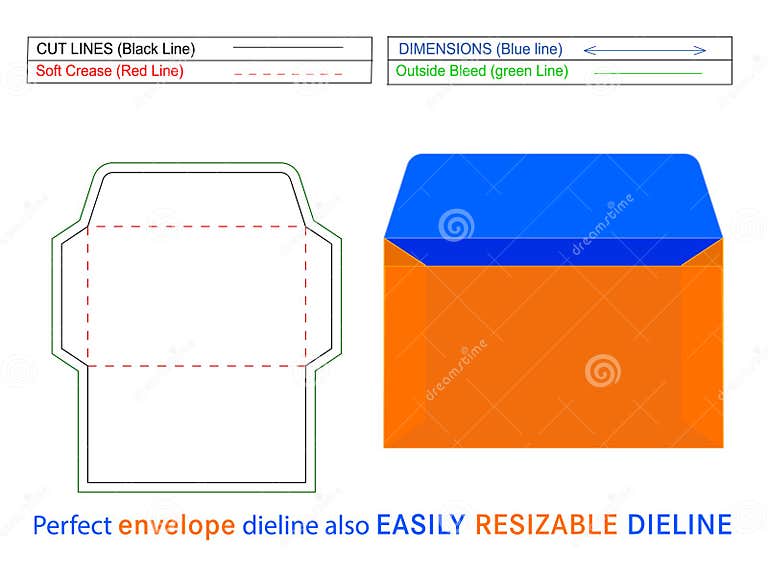 Booklet Envelope Dieline Template Stock Vector - Illustration of ...
