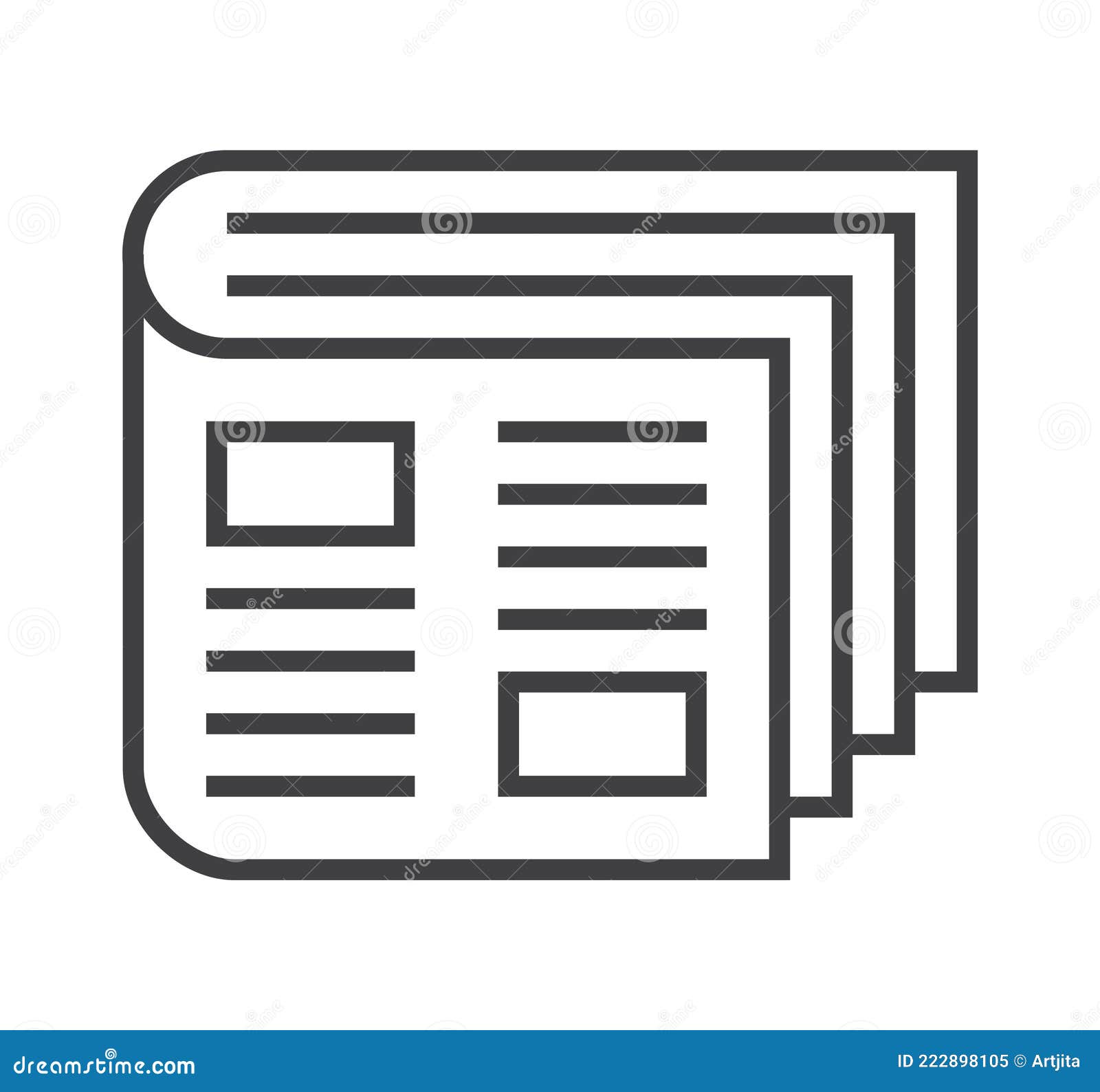 Booklet Page Icon Vector in Thin Line Style. Outline Symbol for ...