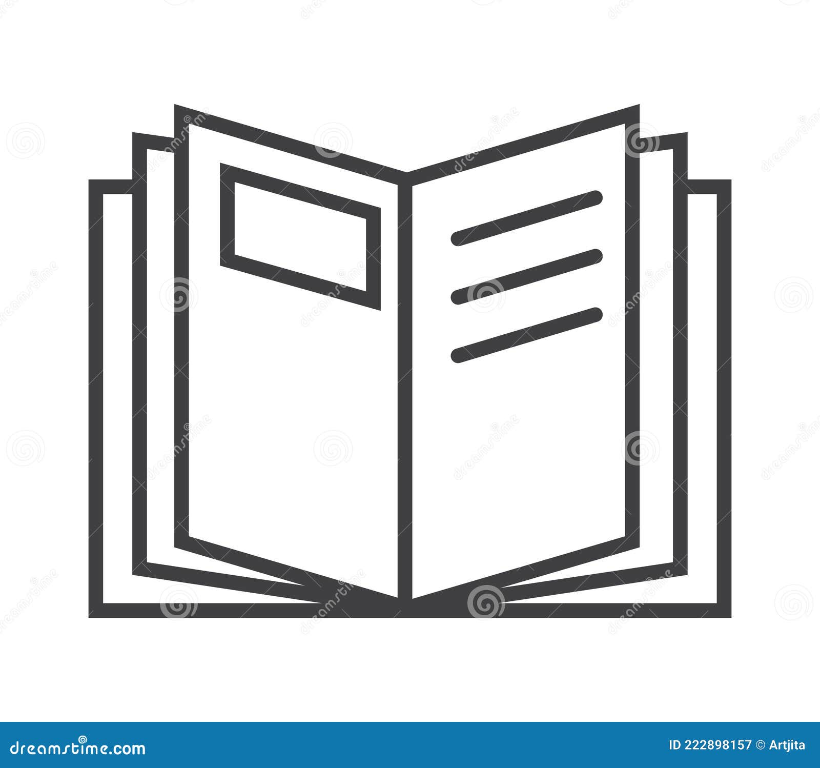 Booklet Page Icon Vector in Thin Line Style. Outline Symbol for ...