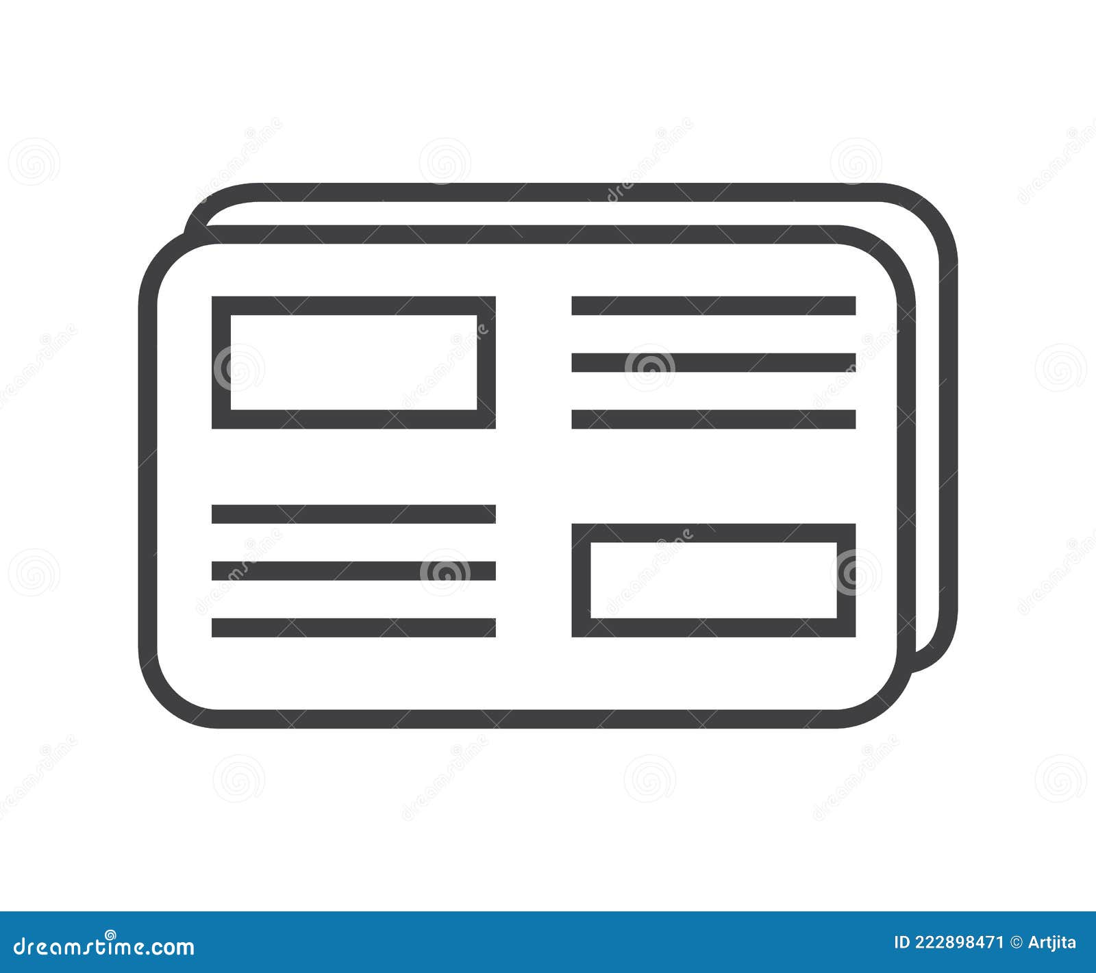Booklet Page Icon Vector In Thin Line Style. Outline Symbol For ...