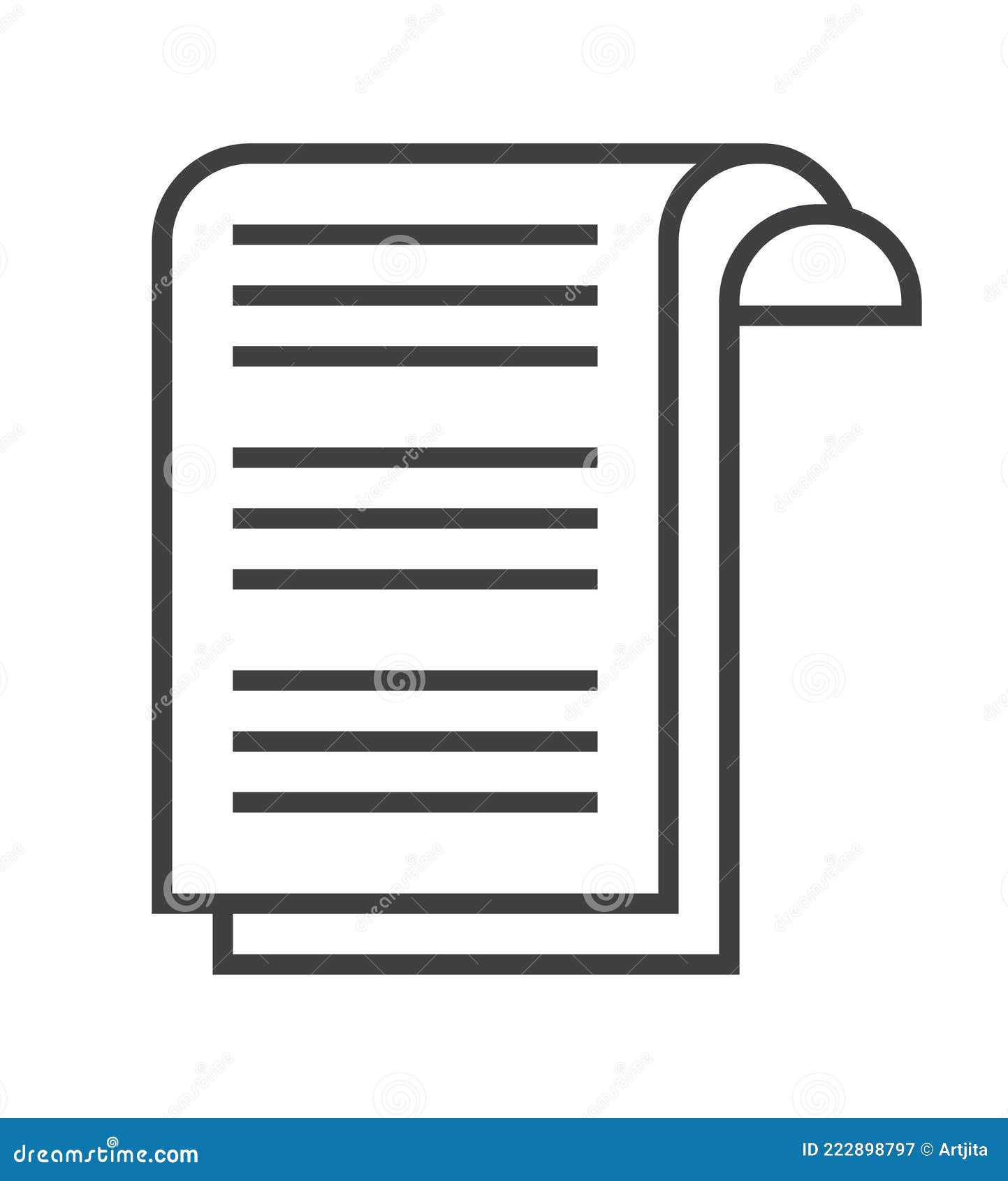 Booklet Page Icon Vector in Thin Line Style. Outline Symbol for ...