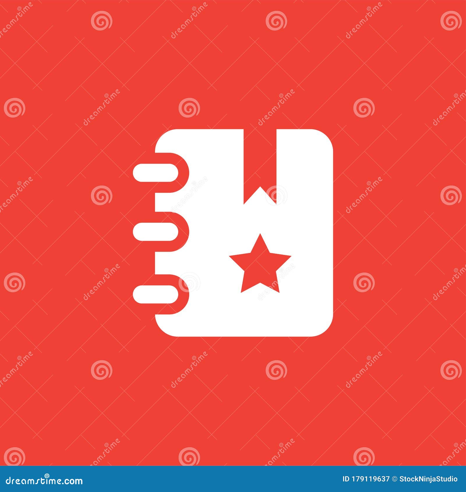 Bookmark Icon on Red Background. Red Flat Style Vector Illustration ...