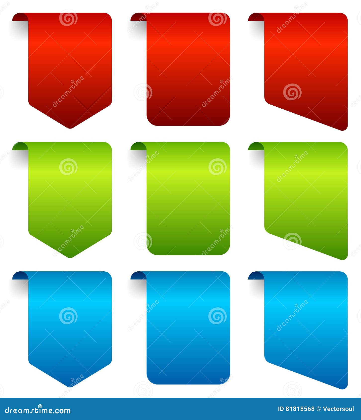 Bookmarks Banner from Edge of the Page. 3 Forms and Colors Stock Vector ...
