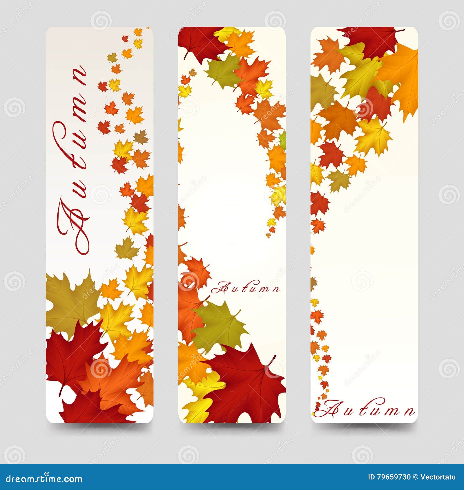 Bookmarks with Colorful Autumn Maple Leaves Stock Vector - Illustration ...