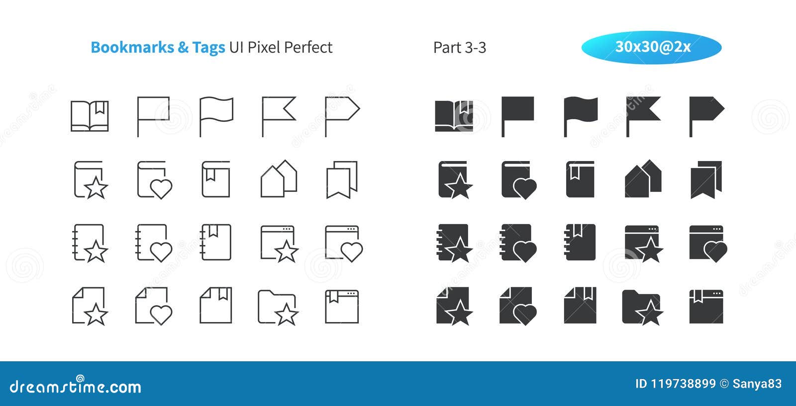 Bookmarks Tags UI Pixel Perfect Well-crafted Vector Thin Line and Solid ...