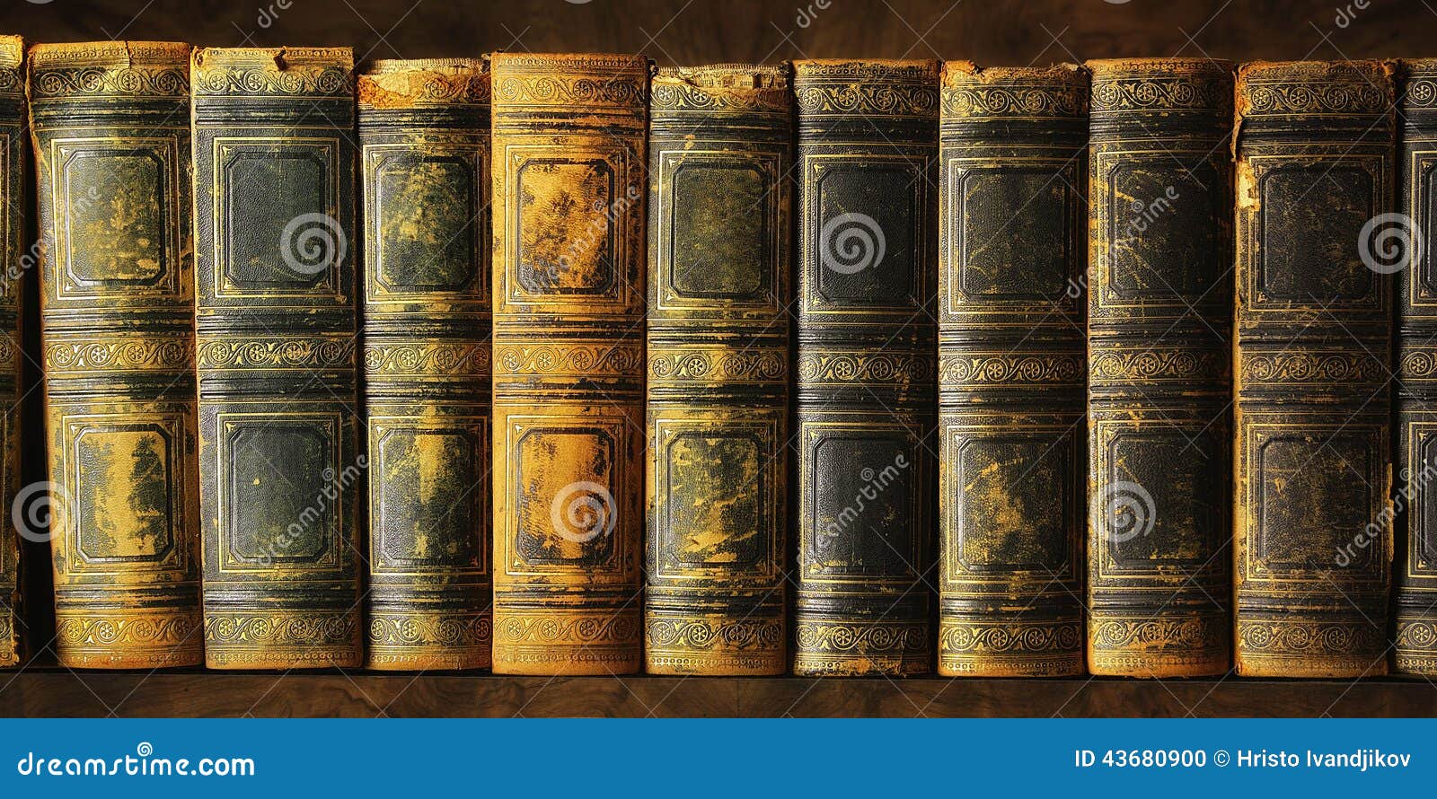 Bookrow stock photo. Image of damaged, leather, library - 43680900