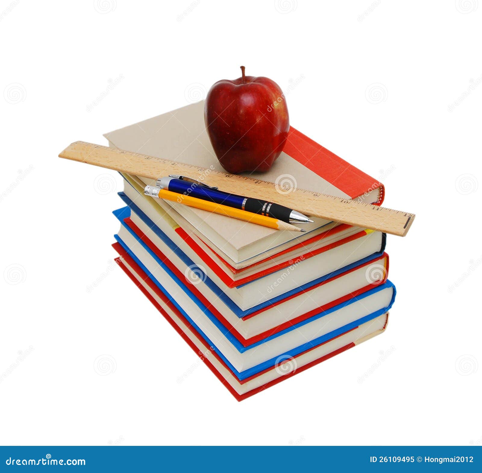 Books stock image. Image of apple, ruler, pencils, white - 26109495