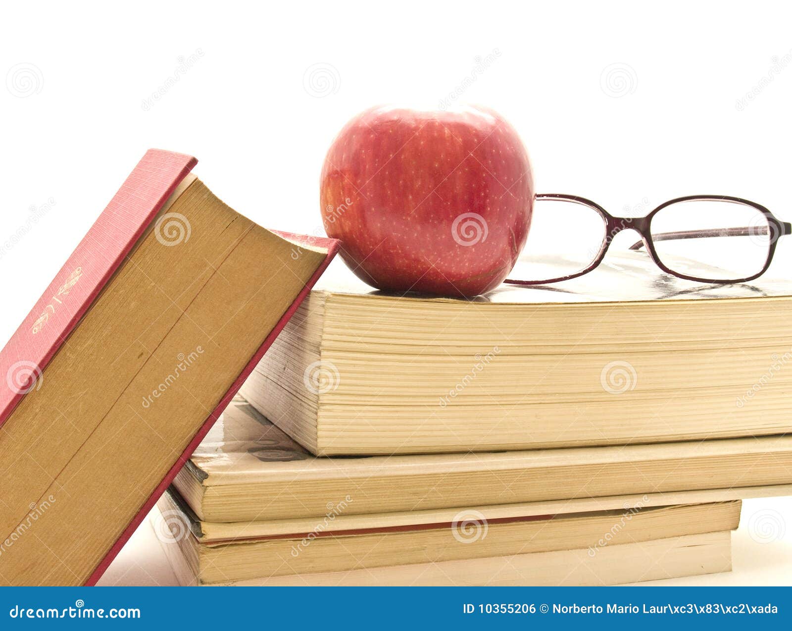 Books and apple stock photo. Image of casket, snack, ppetizing - 10355206