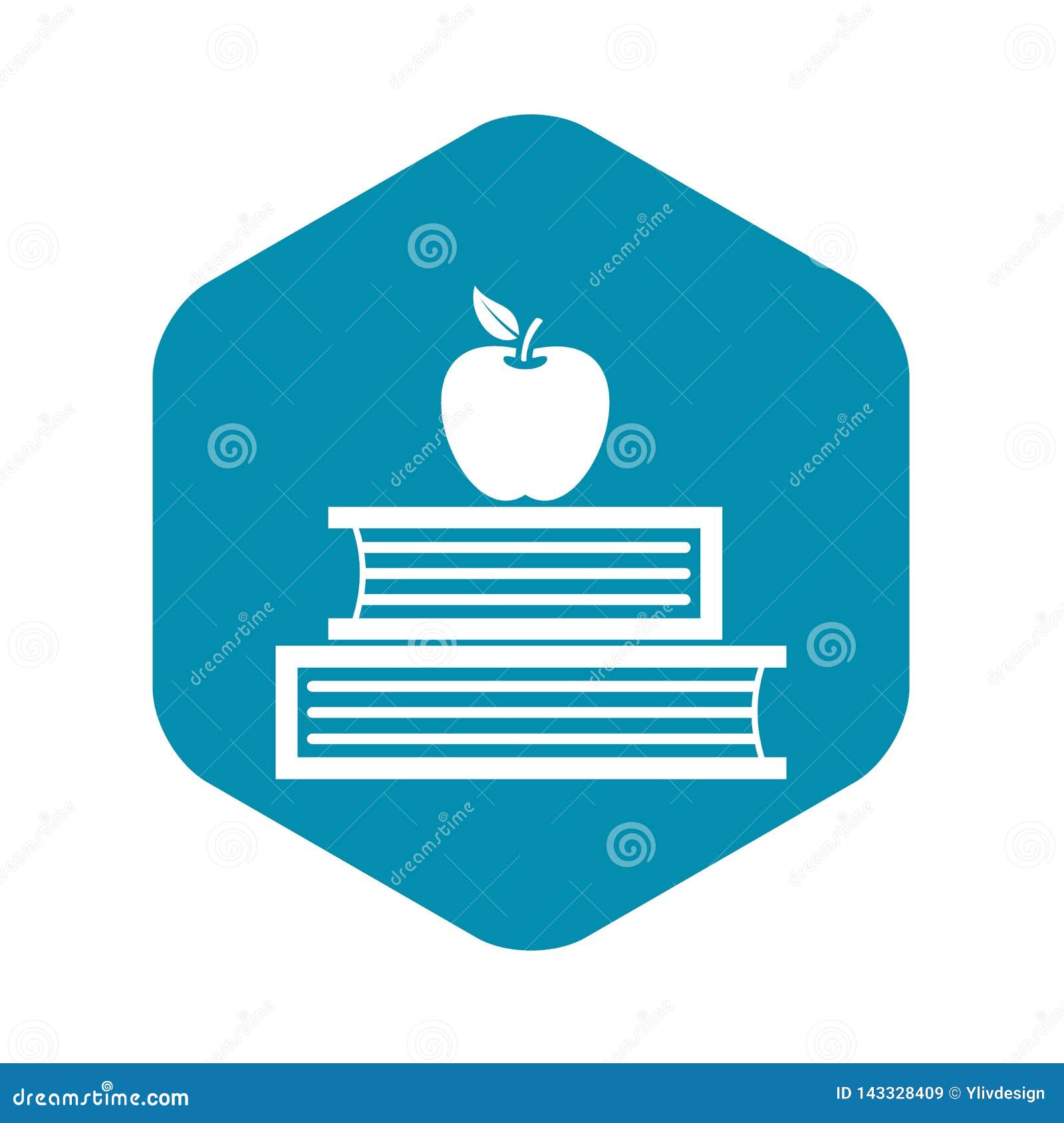 Books and Apple Icon, Simple Style Stock Vector - Illustration of paper ...