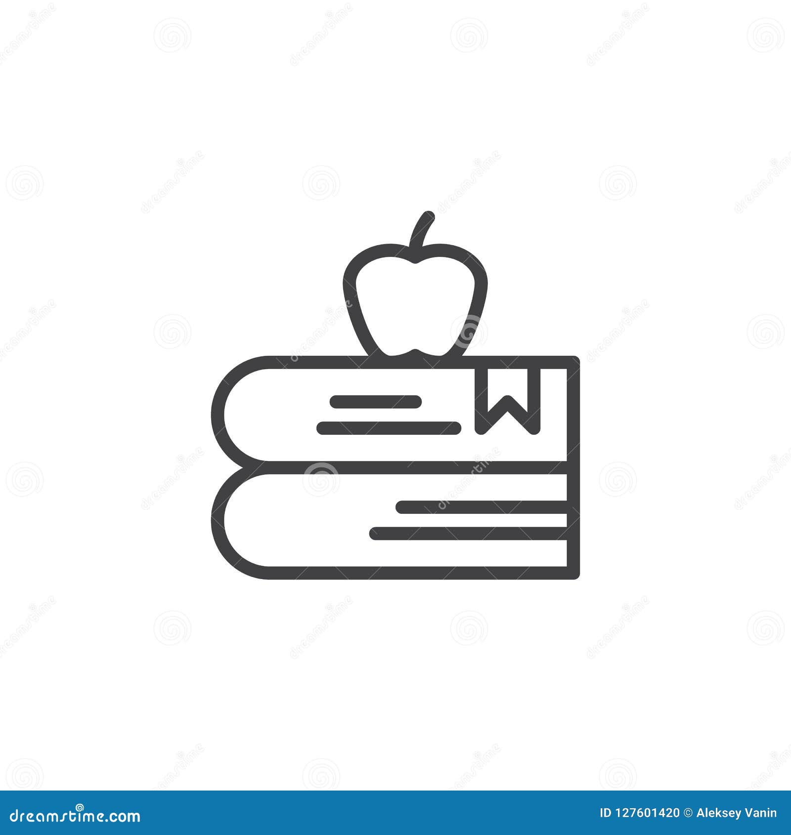 Books with Apple Outline Icon Stock Vector - Illustration of line ...