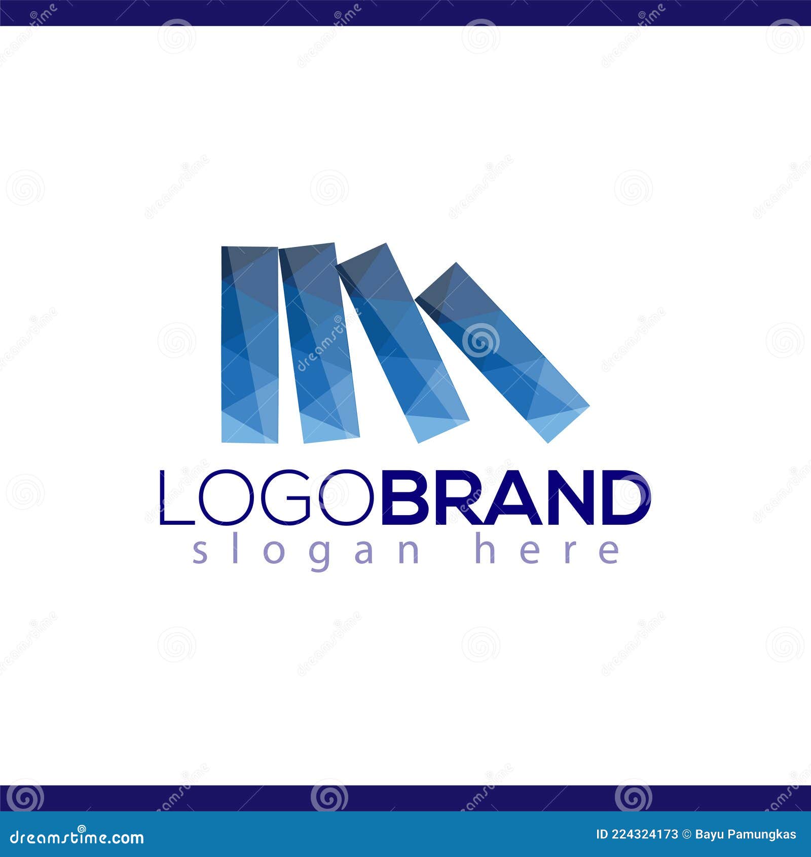 Books Arranged Vertically Blue Geometric Color Logo Vector Template ...