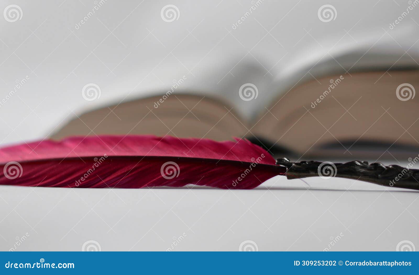 An Open Book of Poems in the Background and a Red Pen Stock Photo ...