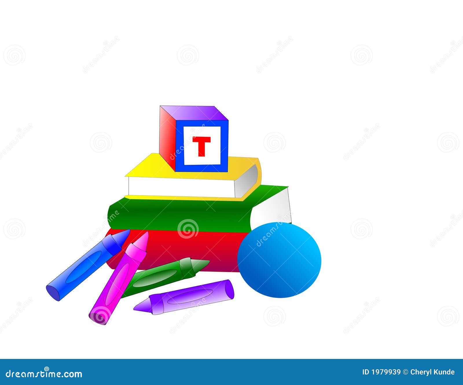 Books Balls Block Crayons stock vector. Illustration of elements - 1979939