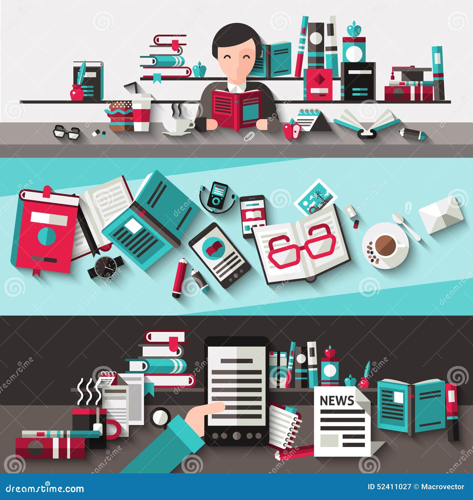 Books Banners Horizontal stock vector. Illustration of bookstore - 52411027