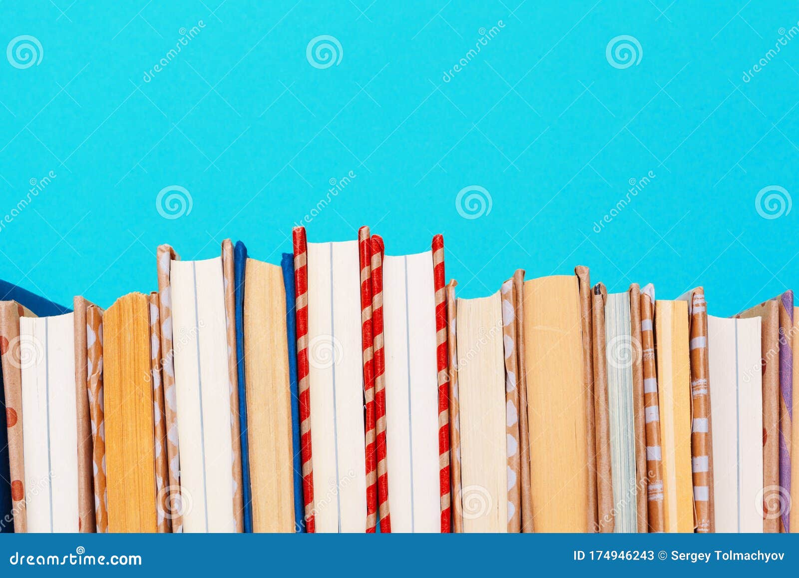 Books on a Blue Background. Creative Photo. Stock Image - Image of ...