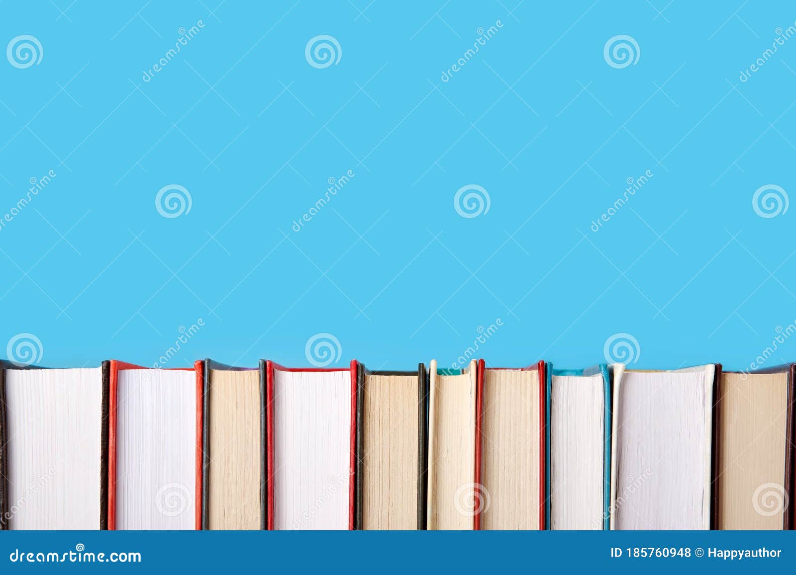Books on Blue Background with Empty Space for Text. Stock Photo - Image ...