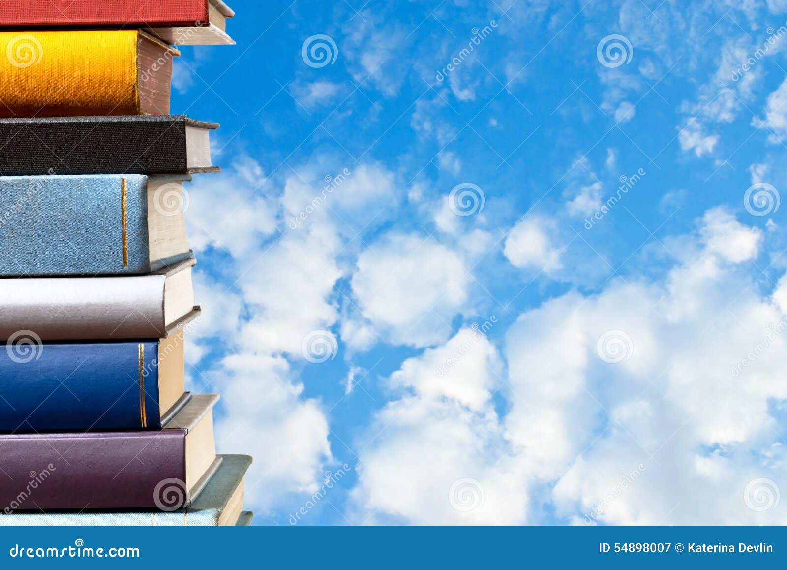Books with blue sky stock image. Image of school, print - 54898007