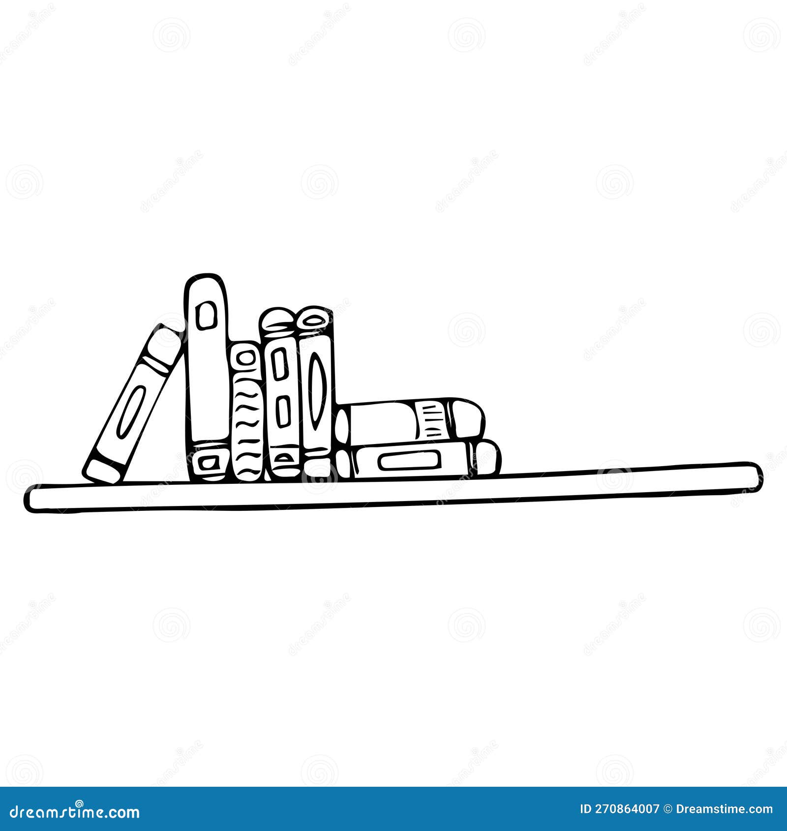 Books on the Bookshelf. Doodle Symbol of Education for Library or ...