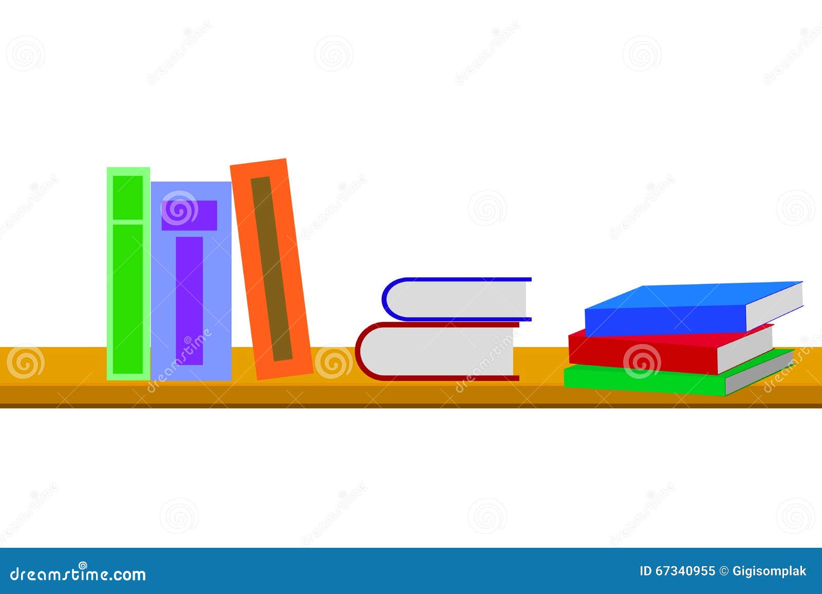 Books at Bookshelf at White Background Stock Vector - Illustration of ...