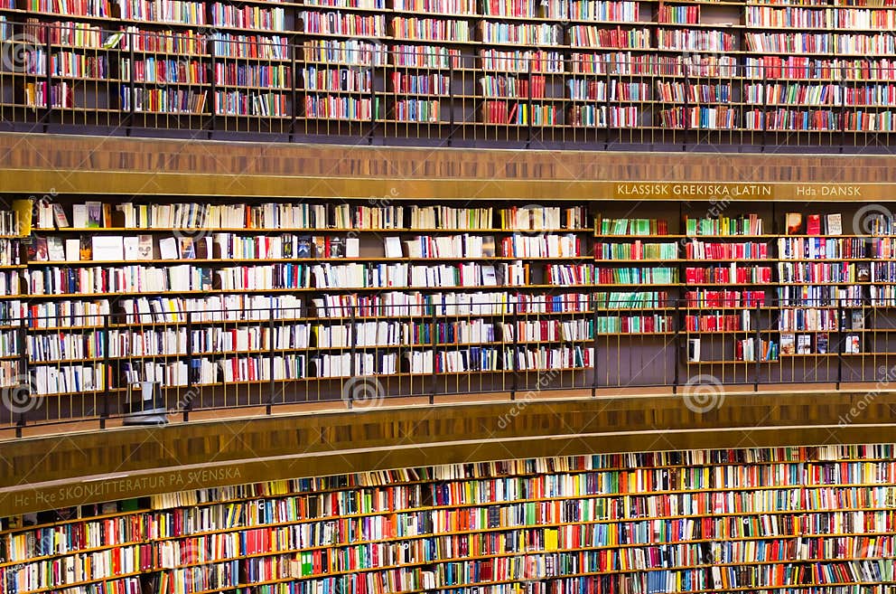 Books on Bookshelves in a Library Stock Image - Image of library ...
