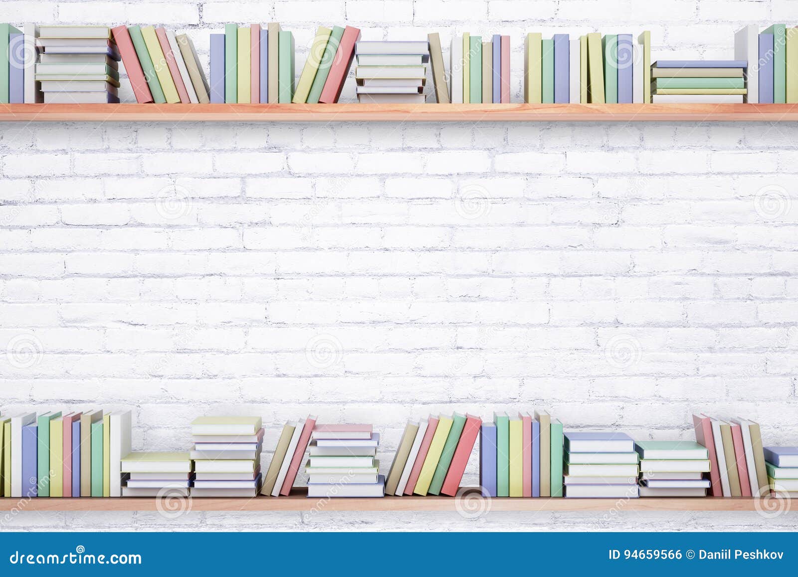 Books on brick background stock illustration. Illustration of rendering ...