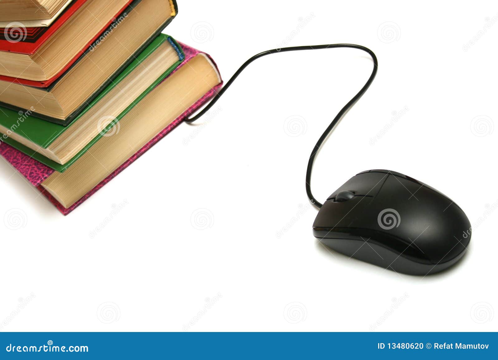 Books and the Computer Mouse. Stock Photo - Image of education ...
