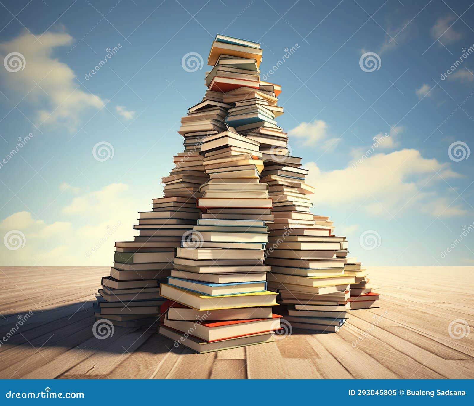 The Books Concept Looks at a Stack of Books. Stock Illustration ...